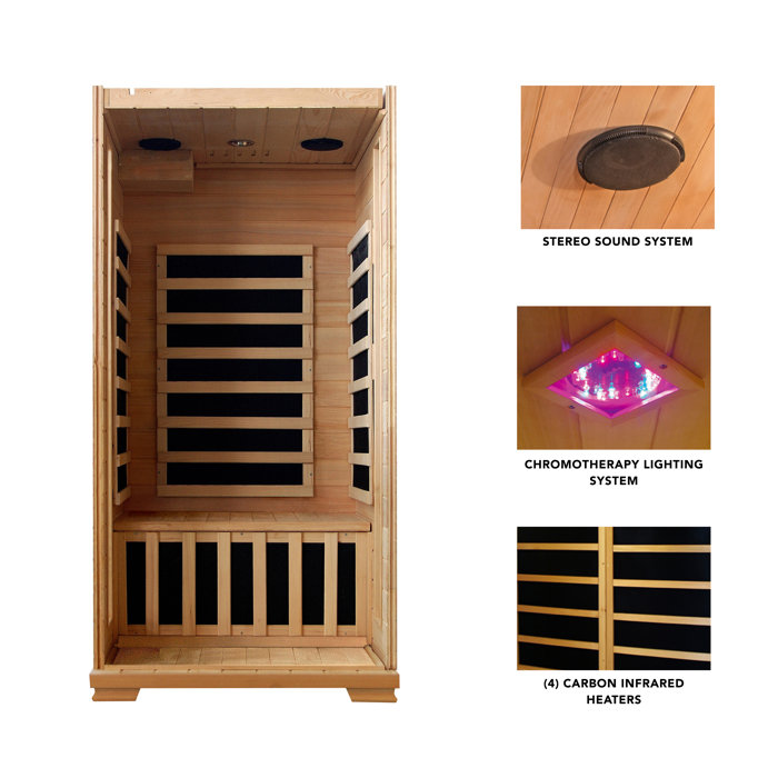 Heatwave 1-2 Person Hemlock Infrared Sauna with 4 Carbon Heaters & Reviews | Wayfair